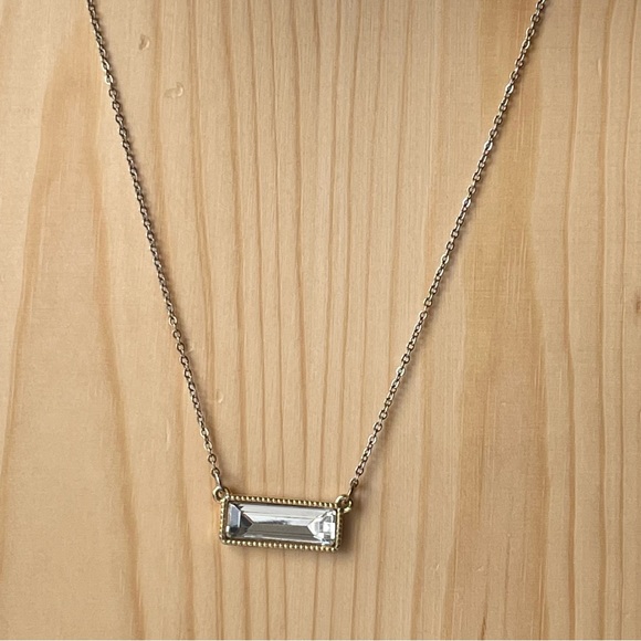 Vintage | Jewelry | Classic Rectangular Crystal Bar Necklace | Poshmark